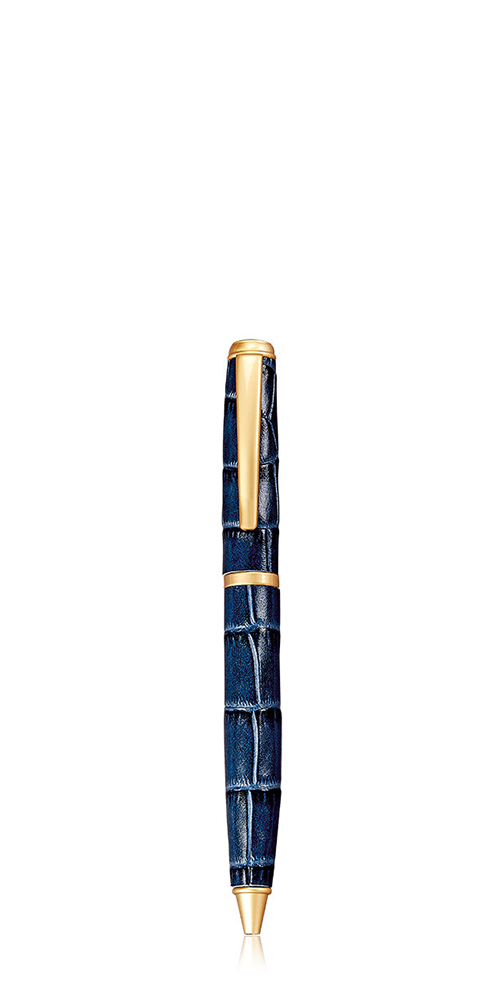Leather Wrapped Pen Sapphire Croc | Maison Rogue