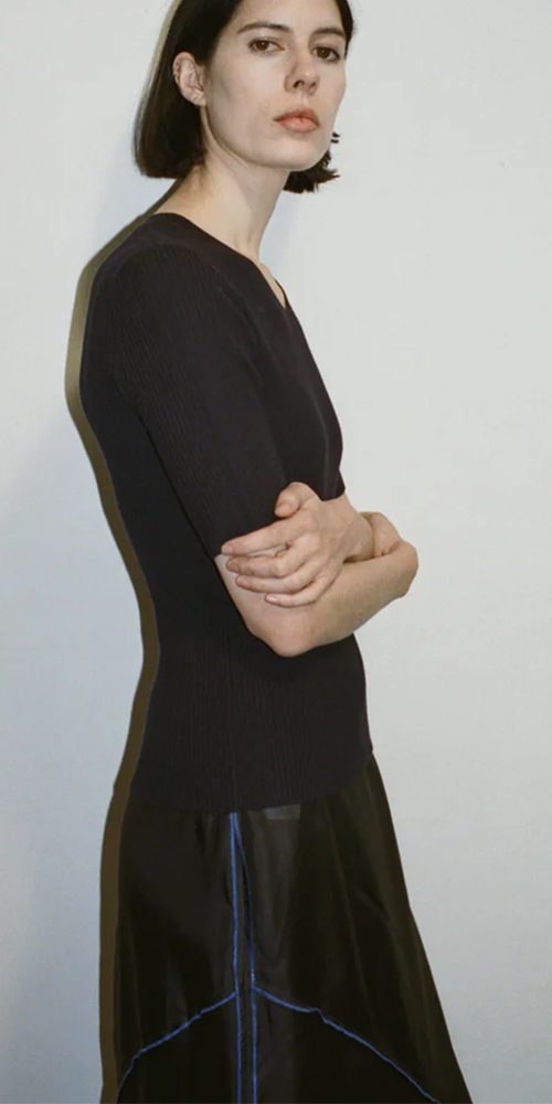 6397 Deconstructed Midi Skirt Black | Maison Rogue