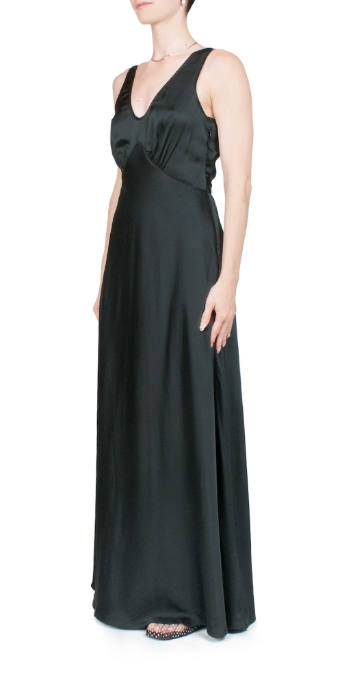 Ciao Lucia Reine Satin Maxi Dress Black | Maison Rogue