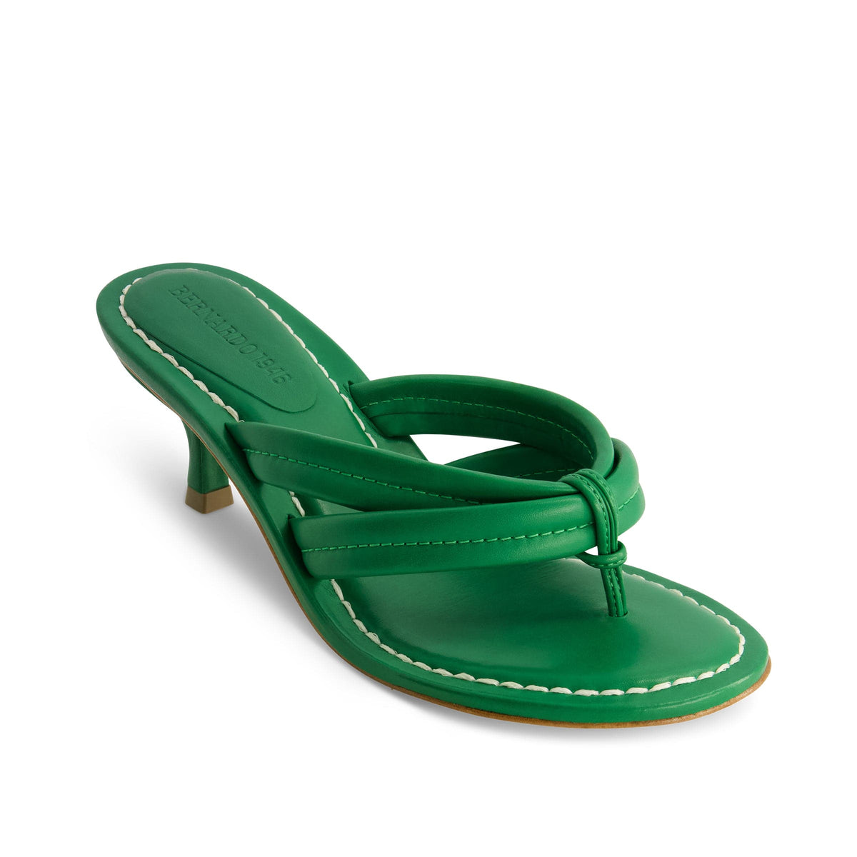 BERNARDO 1946 Miami 55 Kitten Heel Sandal Green | Maison Rogue